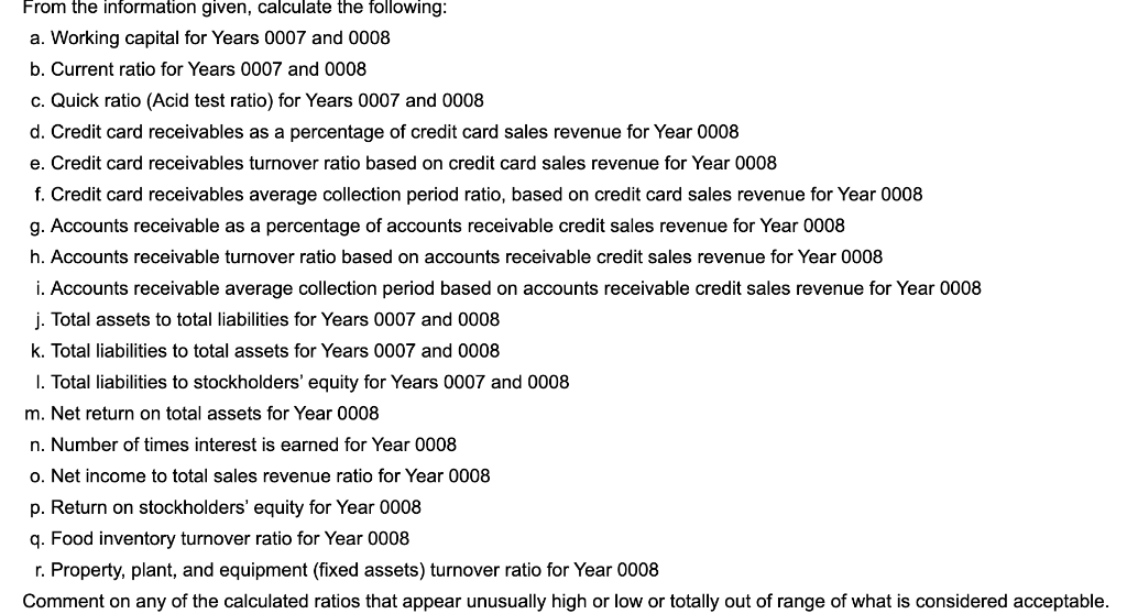 Solved Assets Year 0007 Year 0008 Cash $ 9,100 $ 14,200 | Chegg.com