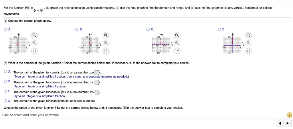 Solved For the function F = a graph the rational function | Chegg.com