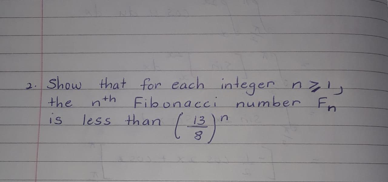 Solved 2 show that for each integer nl, the Fibonacci number | Chegg.com