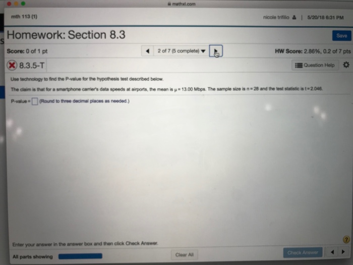 Solved Homework Section 8 3 Score 0 Of 1 Pt 8 3 6 T 3 Of 7