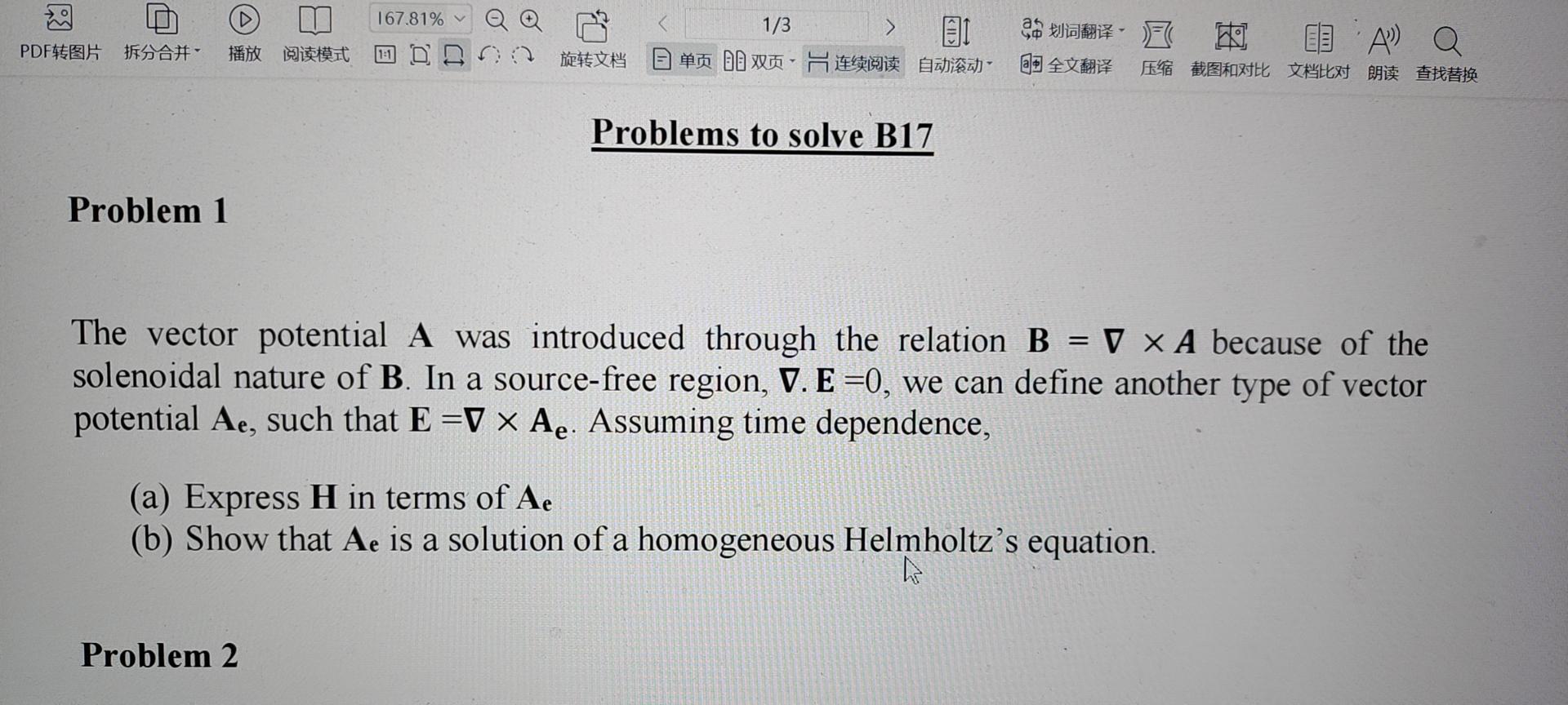 Solved The vector potential A was introduced through the | Chegg.com