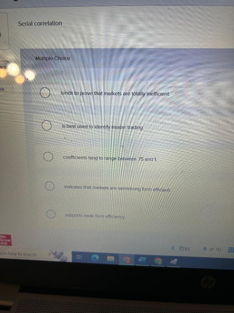 Solved Serial correlation Multiple Choice tends to prove | Chegg.com
