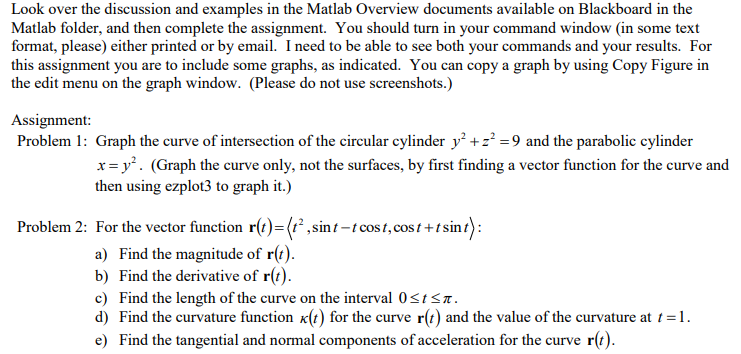 Solved Look over the discussion and examples in the Matlab | Chegg.com
