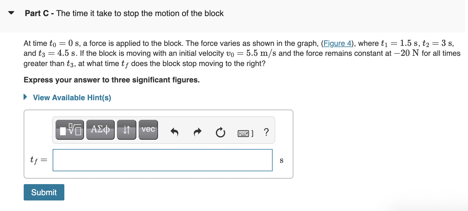 - Part B - The speed of the block at t3 Figure At | Chegg.com