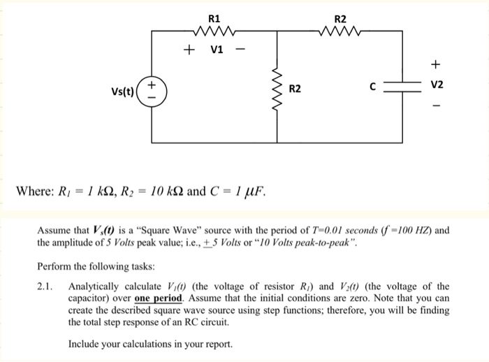 Solved R1 R2 V1 - V2 Vs(t) R2 Assume that V) is a "Square | Chegg.com