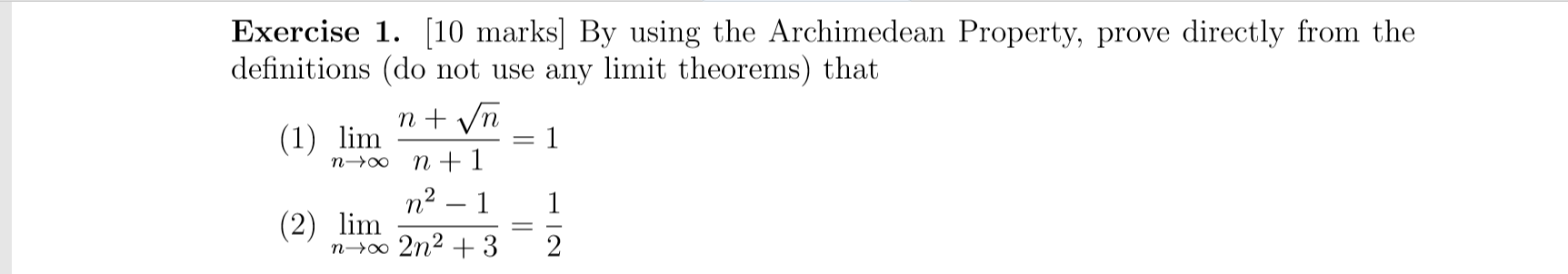 Solved Exercise 1. [10 marks] By using the Archimedean | Chegg.com