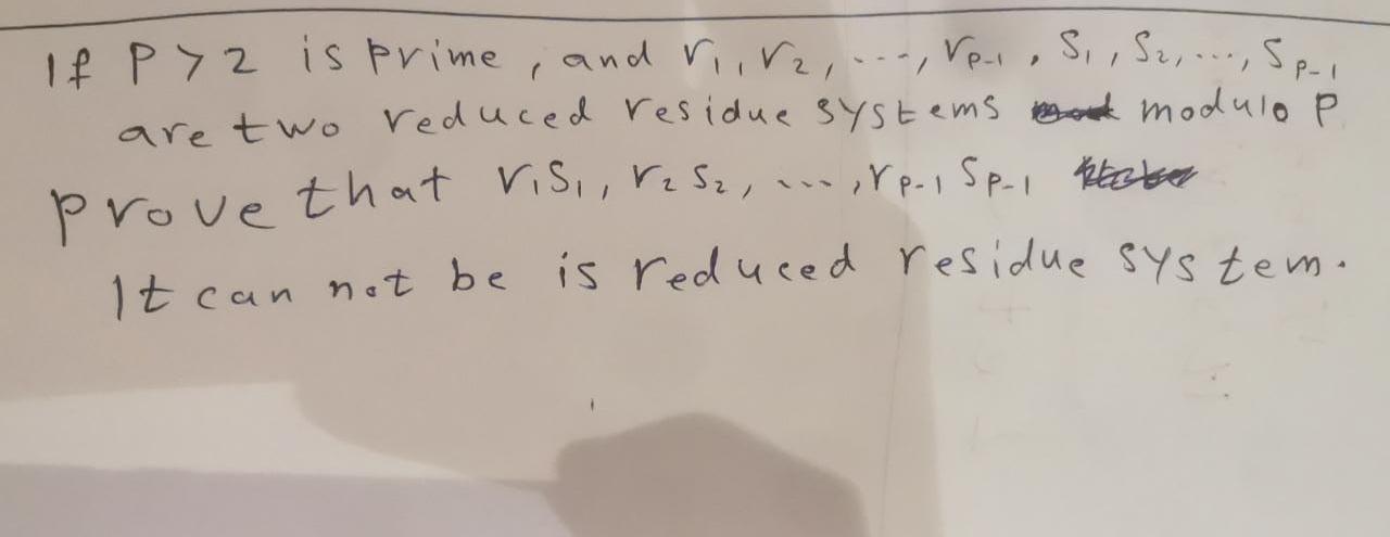 Solved If P>2 is prime, and r1,r2,…,rp−1,s1,s2,…,sp−1 are | Chegg.com