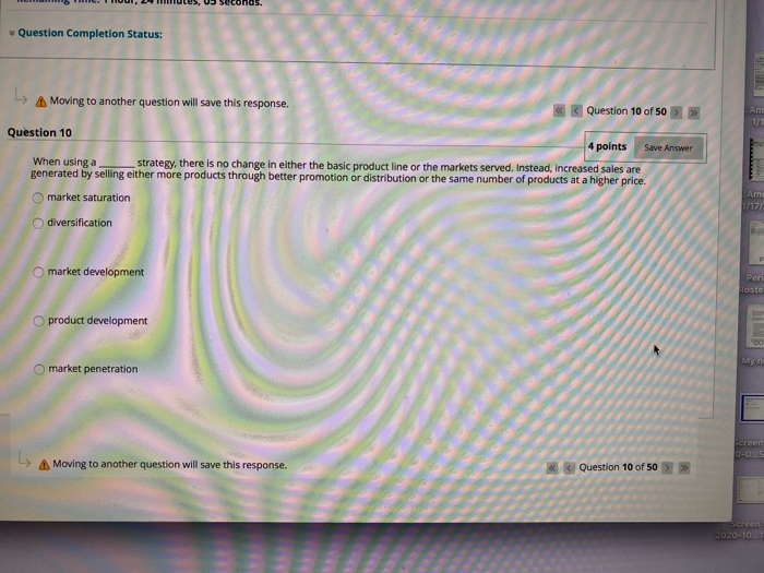 Solved Question 10When using astrategy, there is no change | Chegg.com