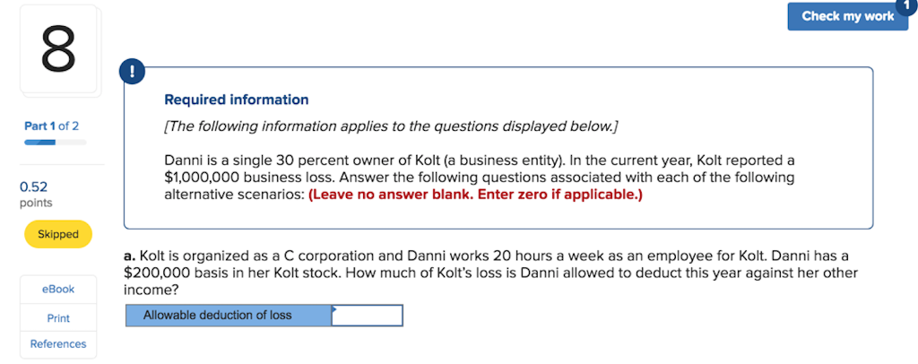 Solved Check my work Required information The following | Chegg.com