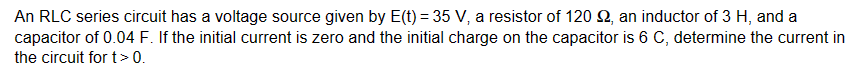Solved An RLC series circuit has a voltage source given by | Chegg.com