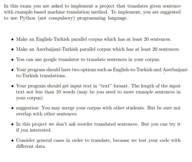 Solved In this exam you are asked to implement a project | Chegg.com