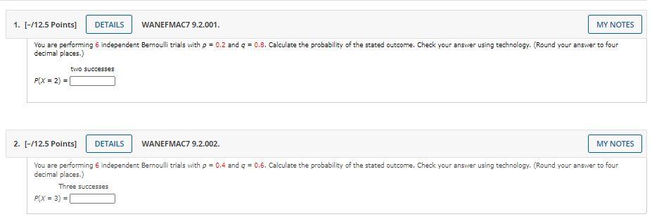Solved MY NOTES 1. [-/12.5 Points] DETAILS WANEFMAC7 9.2.001 | Chegg.com