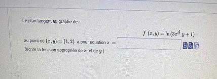 Solved Le plan tangent au graphe de f(z,y)=ln(3x4y+1) au | Chegg.com