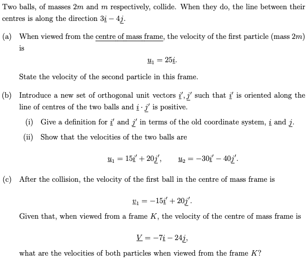 Two balls, of masses 2m and m respectively, collide. | Chegg.com