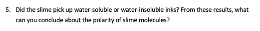 Solved 5. Did the slime pick up water-soluble or | Chegg.com