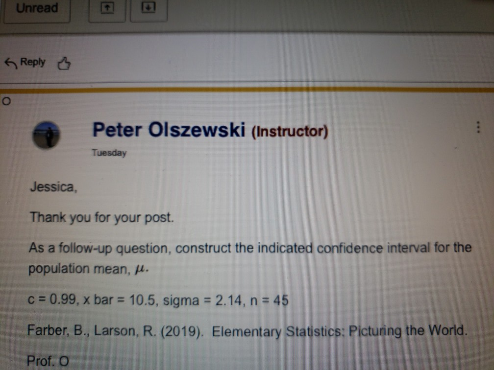 Solved Unread Reply & Peter Olszewski (Instructor) Tuesday | Chegg.com