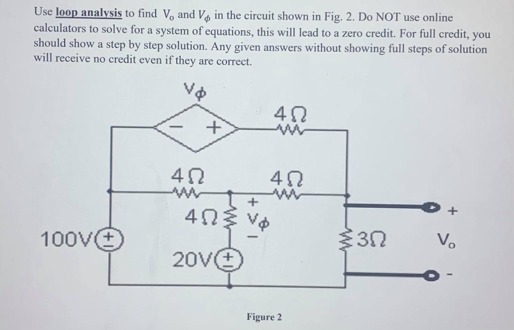 Solved Use Loop Analysis To Find V And Vo In The Circuit 1170