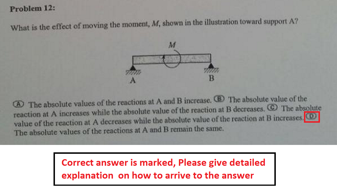 Solved Problem 12: What is the effect of moving the moment, | Chegg.com
