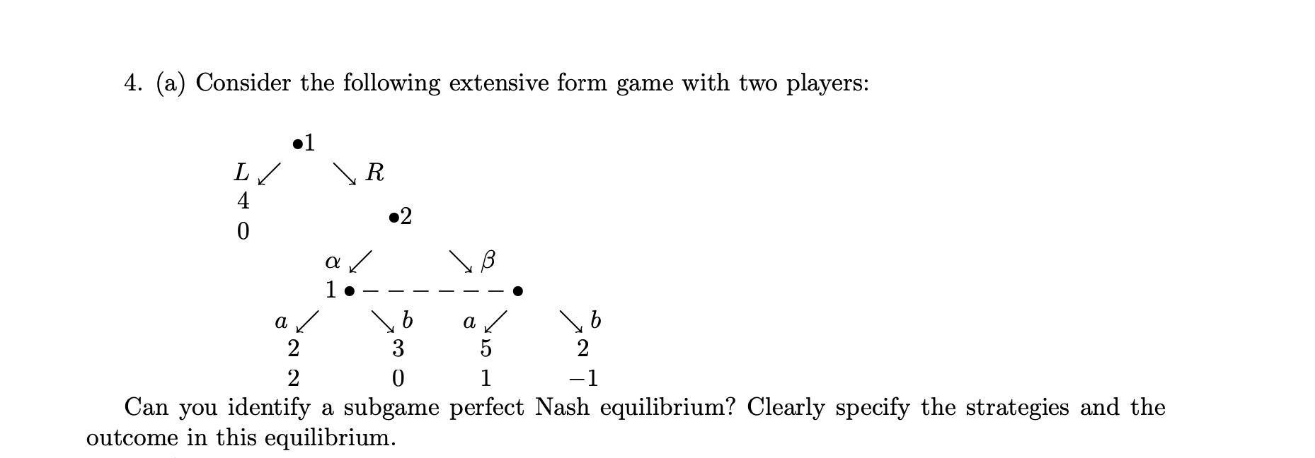 Solved 4. (a) Consider the following extensive form game | Chegg.com