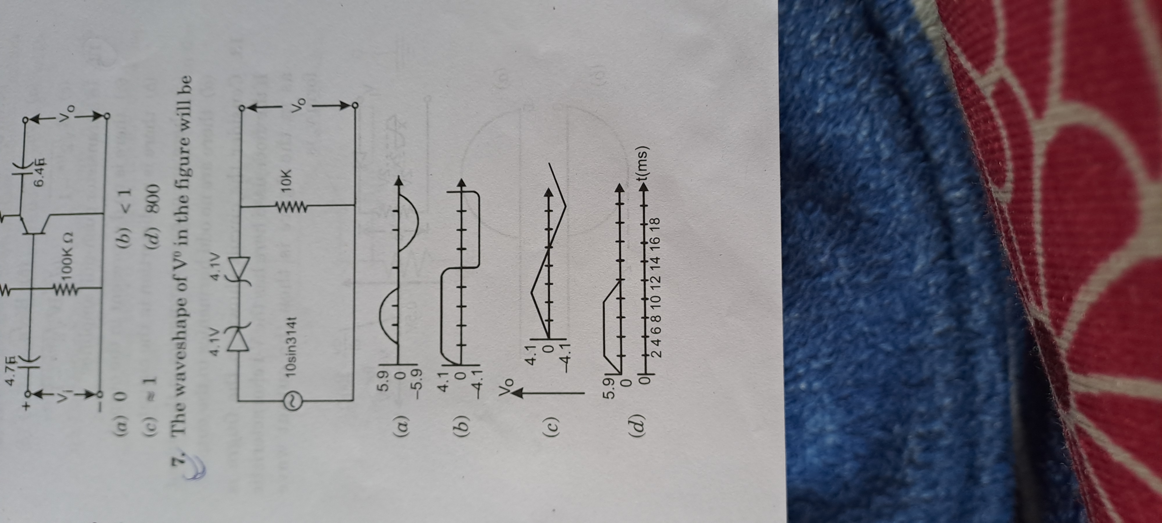 Solved The waveshape of V0 in ﻿the figure will | Chegg.com