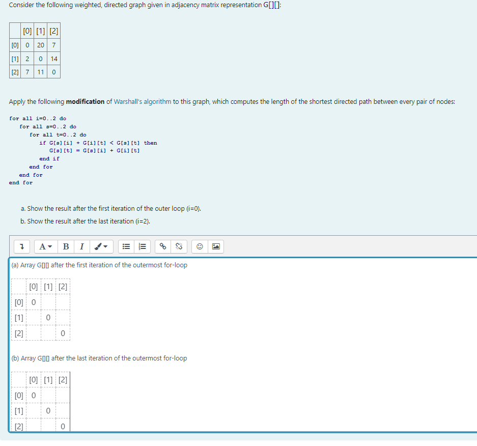 Solved Consider the following weighted, drected graph given | Chegg.com