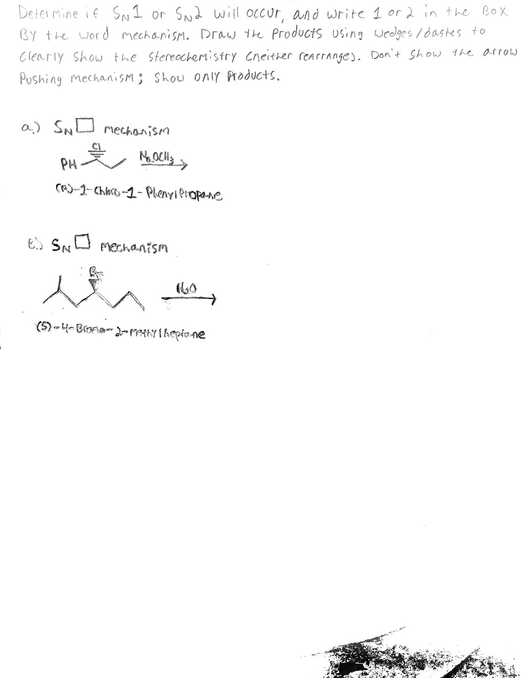 Solved Determine if SN1 or SNd will occur, and write 1 or 2 | Chegg.com