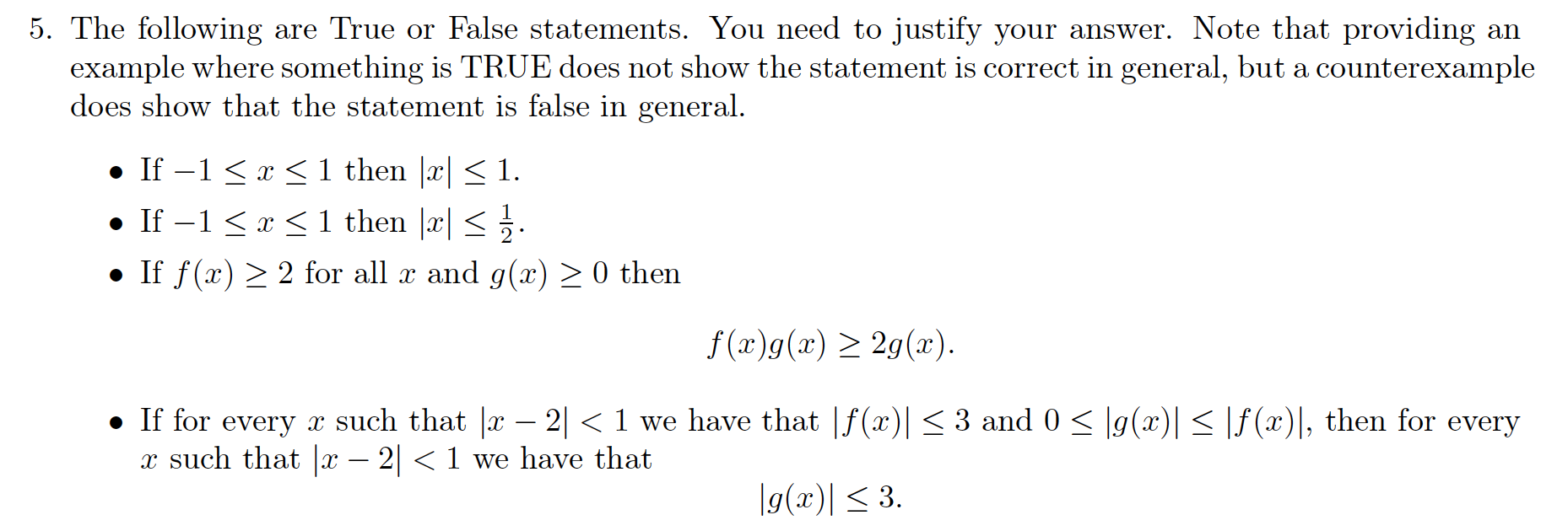 Solved 5. The following are True or False statements. You | Chegg.com
