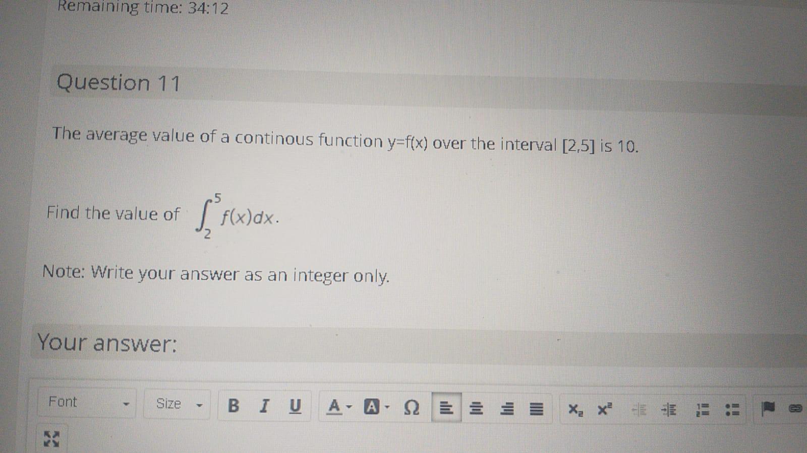 Solved The average value of a continous function y=f(x) over | Chegg.com