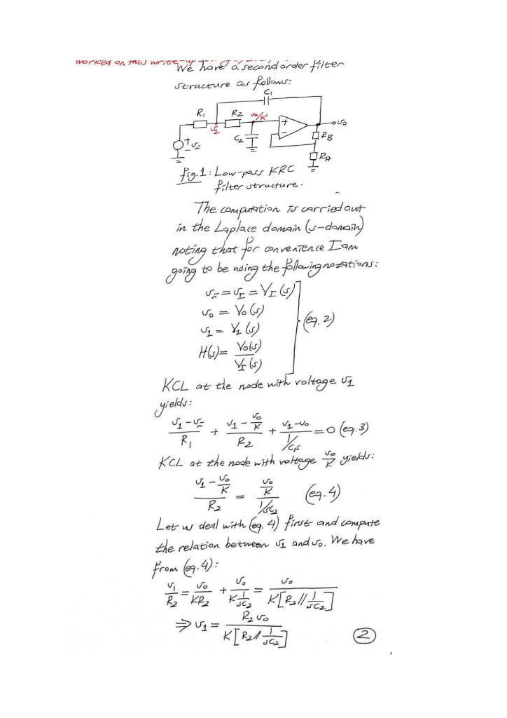 Solved worked on this write we have a second order filter | Chegg.com