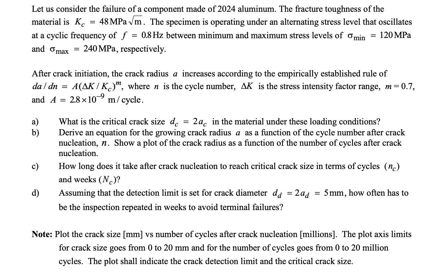 Solved = Let us consider the failure of a component made of | Chegg.com