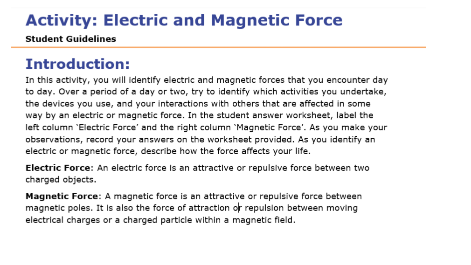Solved Activity: Electric and Magnetic Force Student | Chegg.com
