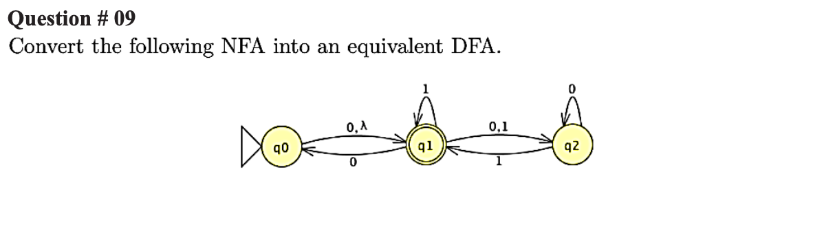 Solved Question # 09 Convert the following NFA into an | Chegg.com
