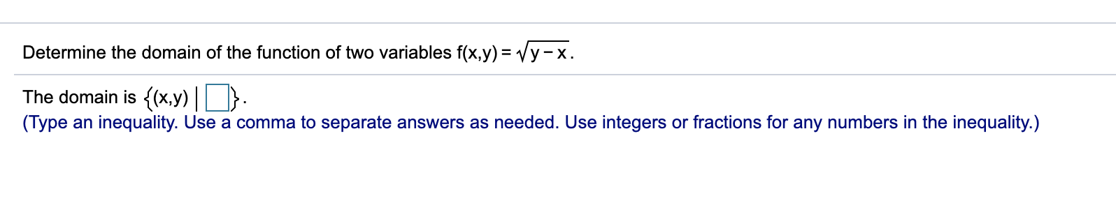 Solved Determine the domain of the function of two variables | Chegg.com