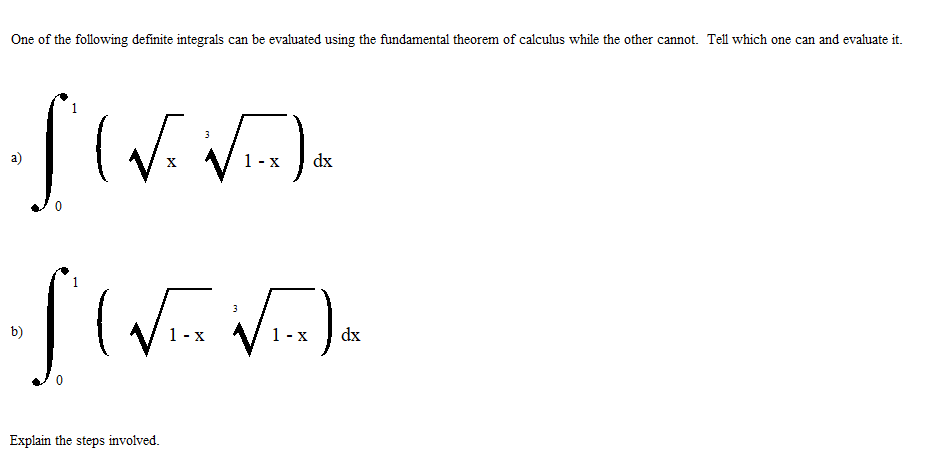 Solved One of the following definite integrals can be | Chegg.com
