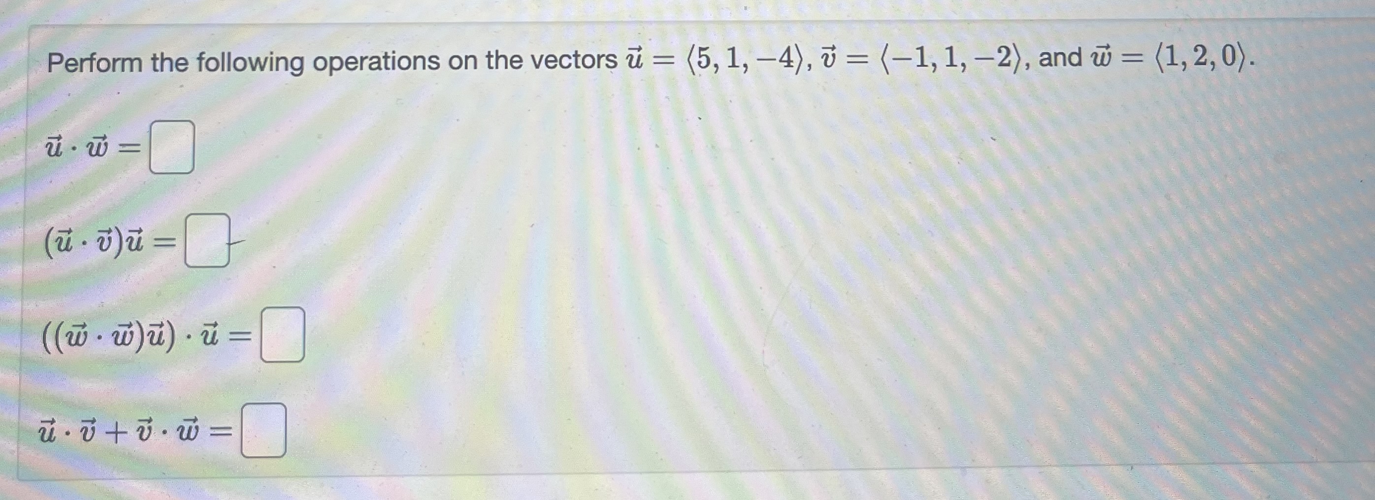 Solved Perform the following operations on the vectors | Chegg.com