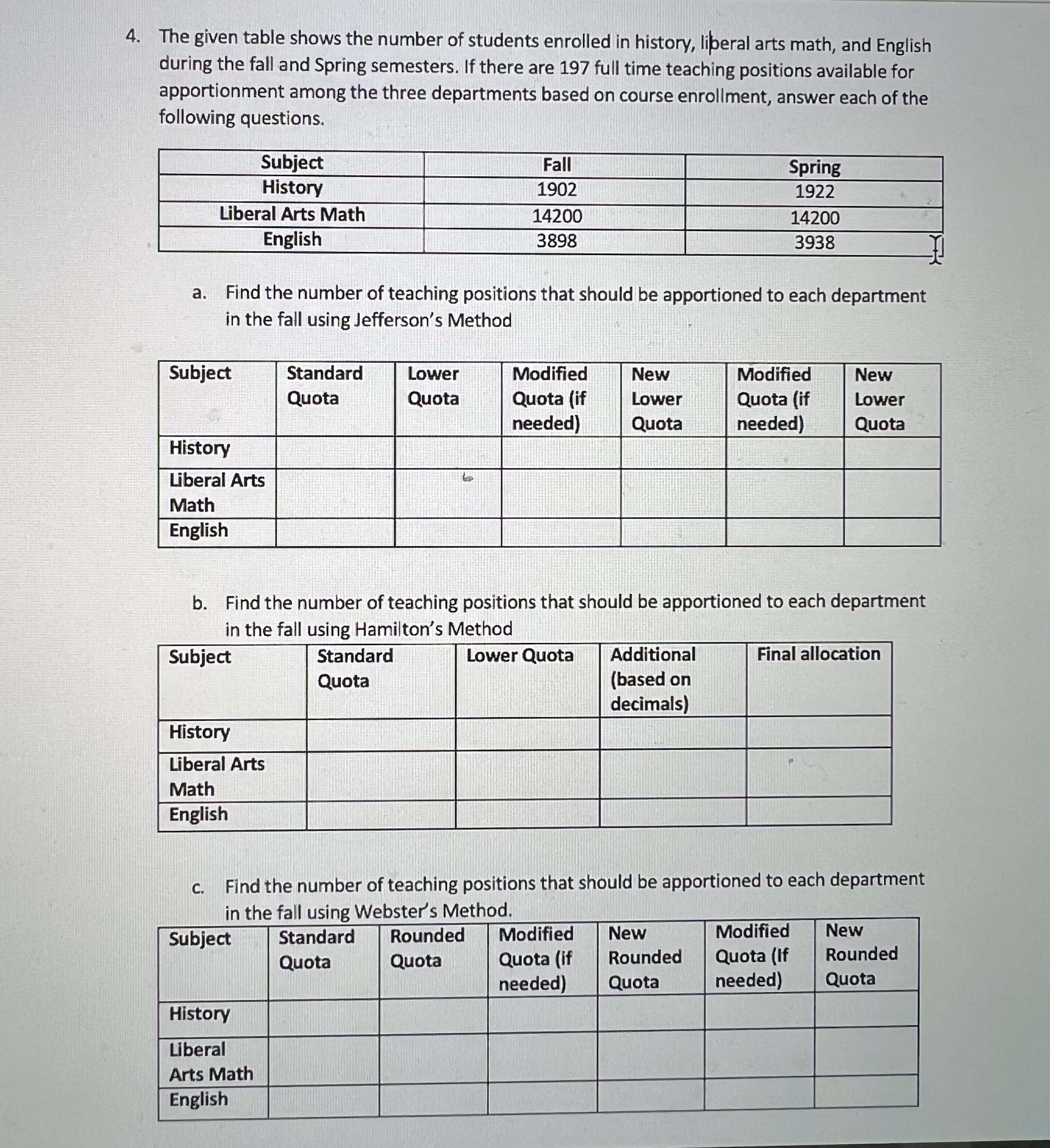 Solved 4. The given table shows the number of students | Chegg.com