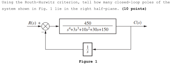 Solved Using the Routh-Hurwitz criterion, tell how many | Chegg.com