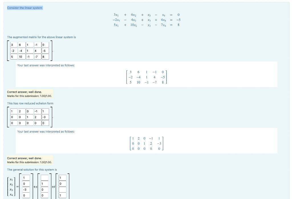 Solved Consider The Linear System The Augmented Matrix For