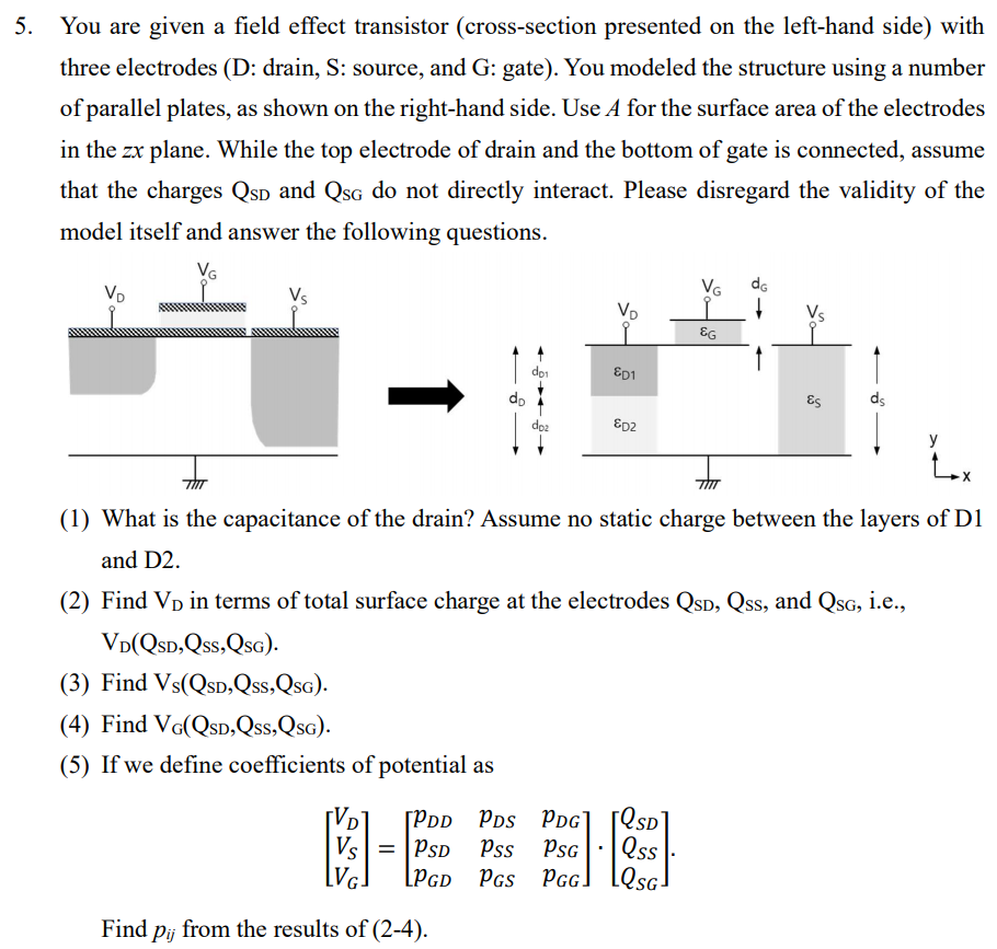 5. You are given a field effect transistor | Chegg.com