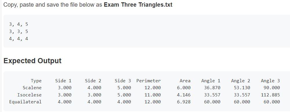 Solved - Create a Triangle class with the following: - | Chegg.com