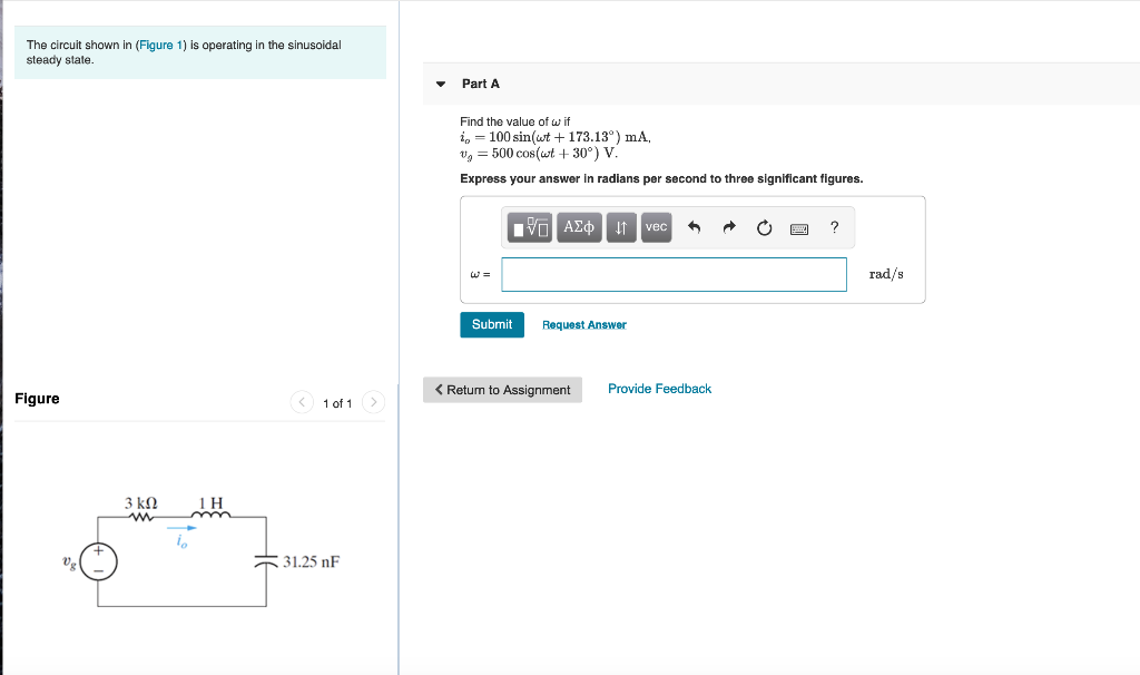 Solved The circuit shown in (Figure 1) is operating in the | Chegg.com