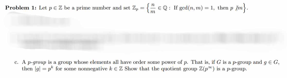 Solved Please answer letter c.Problem 1: Let pinZ be a prime | Chegg.com