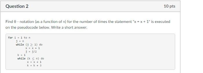 Solved Find θ Notation As A Function Of N For The 5597