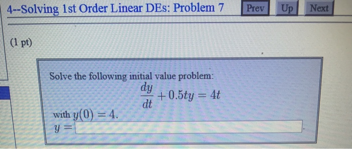 Solved Solve the following initial value problem: dy/dt + | Chegg.com
