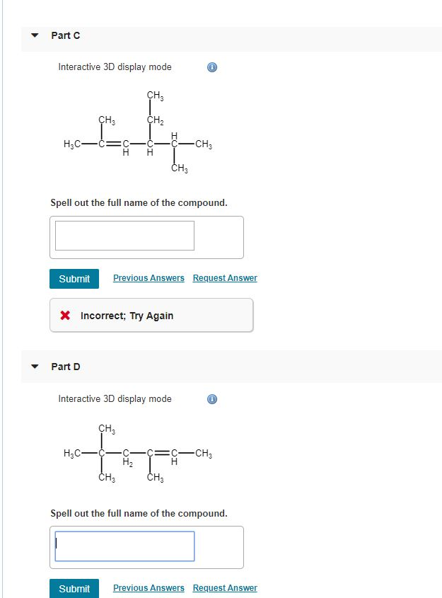 Solved Part C Interactive 3D display mode CH, CH CH2 HC— = | Chegg.com