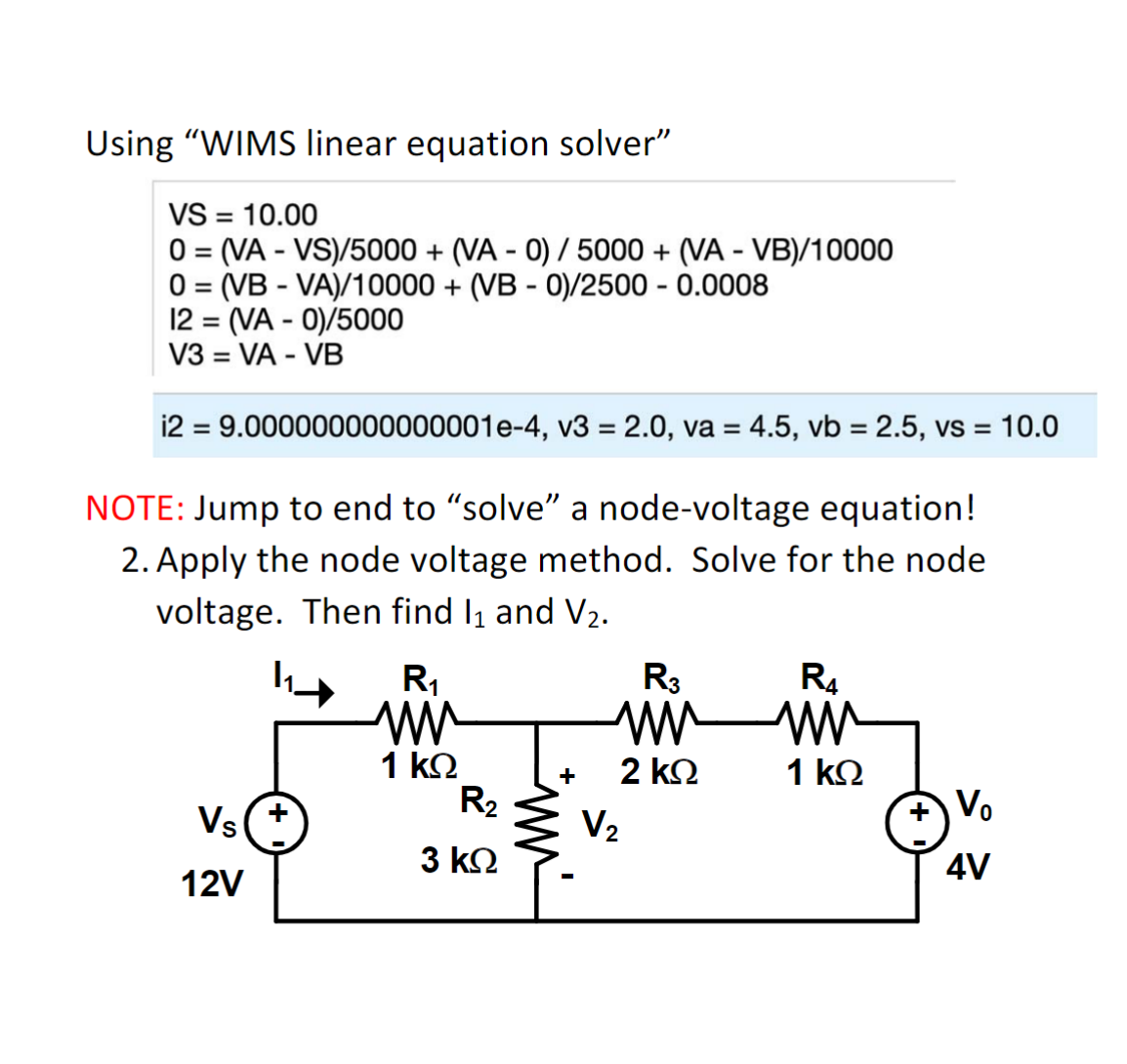 Solved Using "WIMS linear equation solver" | Chegg.com