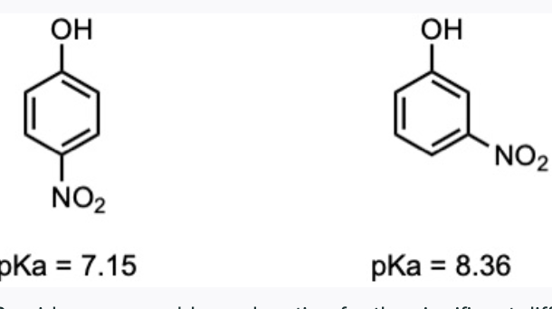 OH NO2 pka = 7.15 pKa = 8.36 | Chegg.com