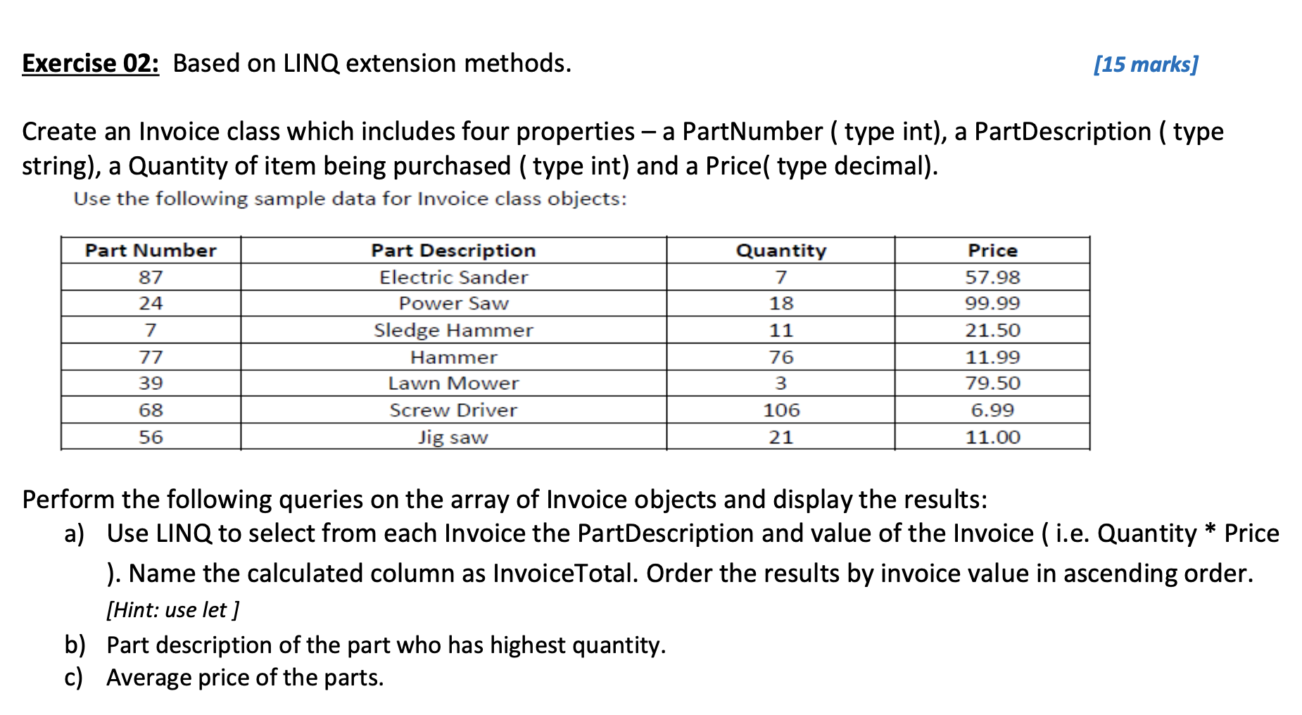 Solved Exercise 02 Based On Linq Extension Methods 15 