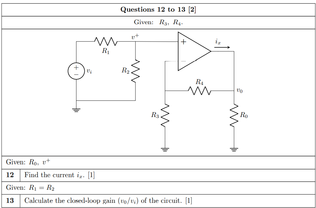 Solved Given: R3,R4. Given: R0,v+ 12 Find the current ix. | Chegg.com