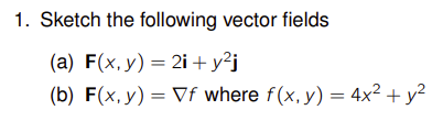 Solved 1. Sketch the following vector fields (a) | Chegg.com